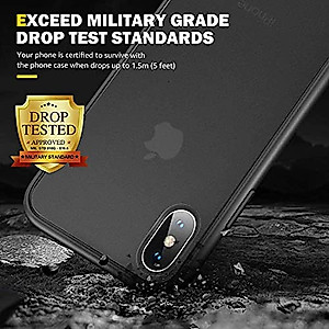 Humixx Shockproof Series iPhone X Case/iPhone Xs Case, [Military Grade Drop Tested] [Upgrading Material] Translucent Matte Case with Soft Edge, Heavy Duty Protective Case, 5.8 Inch Black
