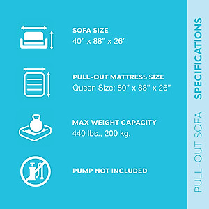 Intex Pull-Out Sofa Inflatable Bed, 80" X 91" X 26", Queen, Gray