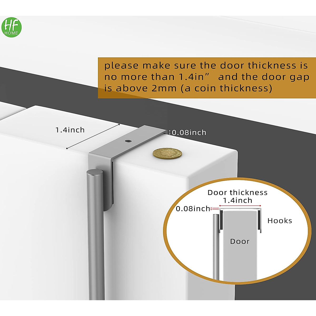 HFHOME 2Packs Over The Door Double Hanger Hooks, Metal Twin Hooks Organizer for Hanging Coats, Hats, Robes, Towels- Silver