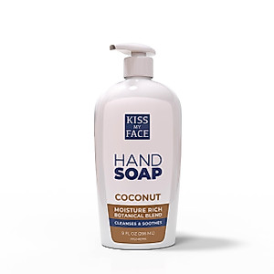 Kiss My Face Coconut Hand Soap, Tropical Moisture Cleanse, With Added Yarrow And Coconut Water, Easy To Use Hand Soap Pump, Coconut Scented, Cruelty Free & Vegan Soap, 9 Fl Oz Bottle