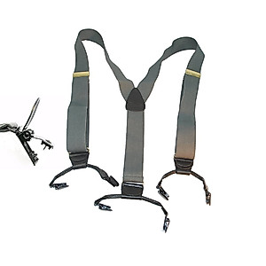 Holdup Brand Casual series Slate Dual Clip Double-Up style Suspenders for Men withNo-Slip® black clips