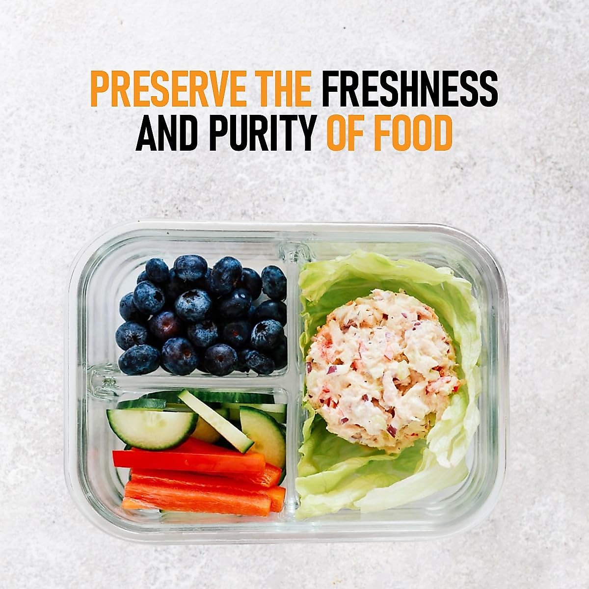 3-Compartment Glass Food Storage Containers with Lids for Lunch Storage, Glass Bento Box Set with Airtight Bamboo Lids - Great Mel Prep Containers for Lunch & Portion Control, 3 Pack, 31.5oz