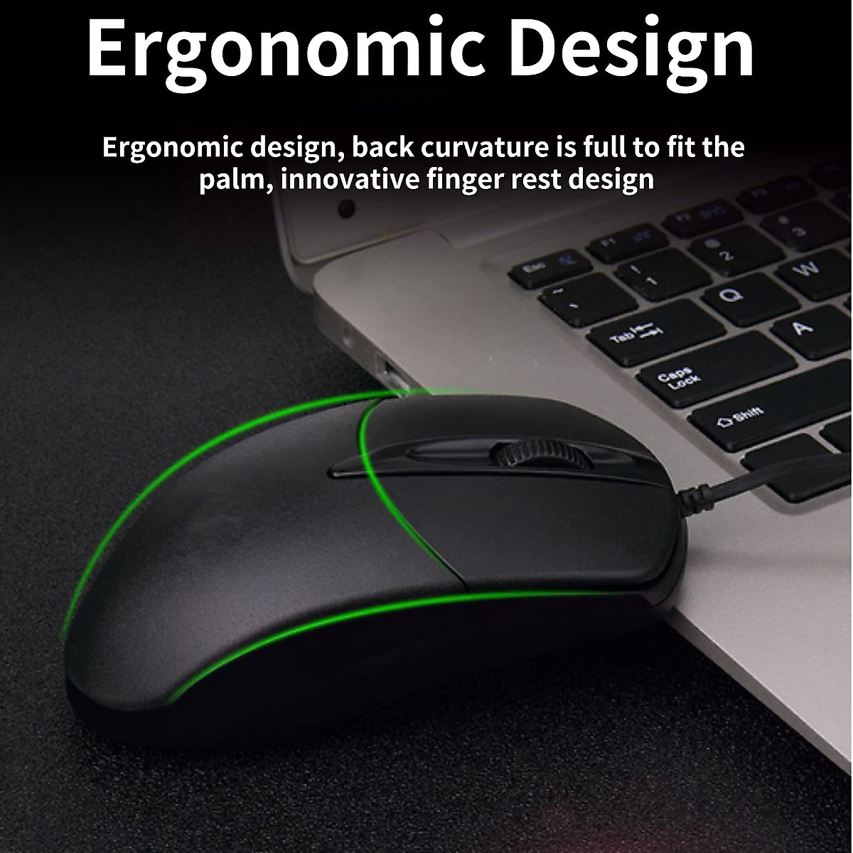 Zhiyavex Wired Gaming Mouse,1600DPI Ergonomic Mice,Heated Mouse with 3 Speed Temperature Adjustment/Timing,USB Photoelectric Mice,3D Non Slip Roller,for Laptop PC Desktop Notebook, black