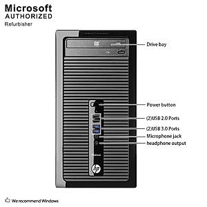 HP ProDesk 400 G1 Tower Computer PC, Intel Quad Core i5-4570 up to 3.6GHz, 16G DDR3, 256G SSD, DVD, Windows 10 Pro 64 Bit-Multi-Language Supports English/Spanish/French (Renewed)
