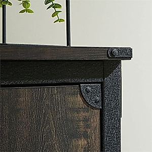 Sauder Steel River Industrial Hutch for Cabinet in Carbon Oak, Carbon Oak Finish