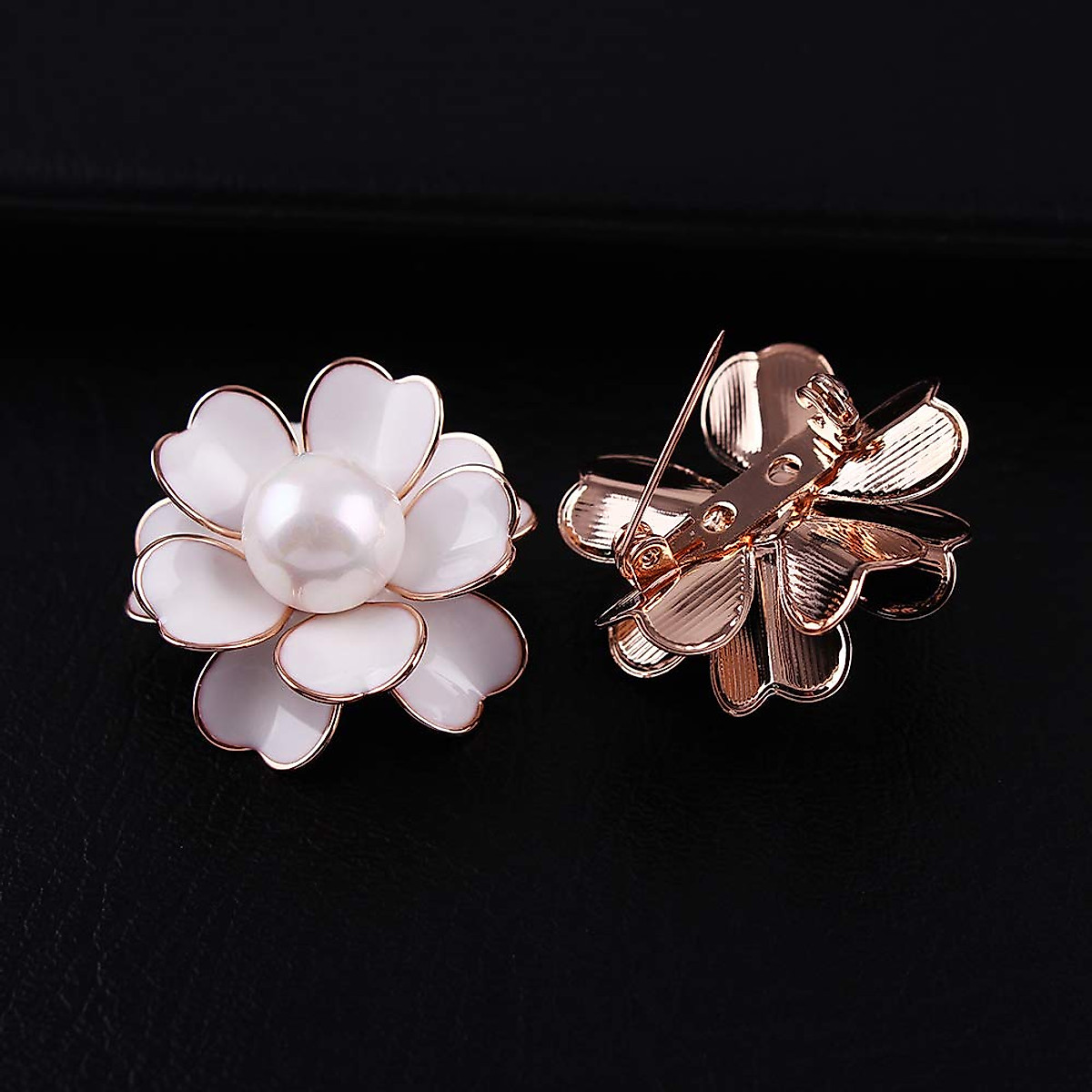 Women's Flower Pearl Enamel Brooch Pins for Ladies Jewelry