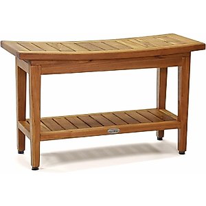 AquaTeak Patented 30" Maluku Teak Shower Bench with Shelf