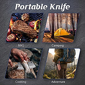 Huusk Japan Knife Hand Forged Meat Cleaver for Meat Cutting Bundle with Knife with Sheath for Kitchen, Camping Thanksgiving