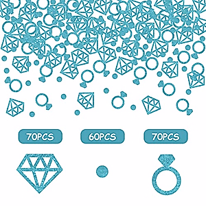Teal Confetti Bachelorette Party Decorations, Teal Table Glitter Confetti Diamond Ring for Bride to Be Engagement Party Bridal Shower Hen Party Decorations