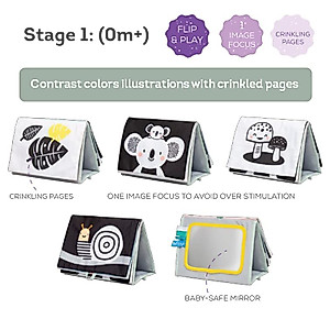 Taf Toys Koala Infant Tummy-time High Contrast Soft Crinkle Activity Book with Huge Baby Safe Mirror, 3D Activities, Textures and a Soft Baby Teether