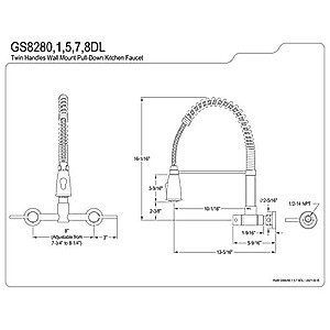 Kingston Brass GS8288DL Concord Pull-Down Sprayer Kitchen Faucet, Brushed Nickel