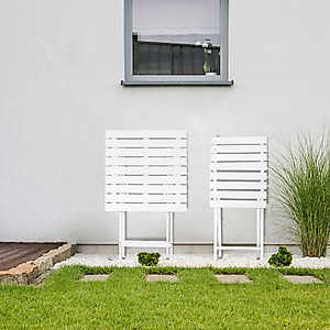 Outsunny 3 Piece Bistro Set, Wood Folding Outdoor Furniture with Table & Chairs for Backyard & Balcony, Square, White