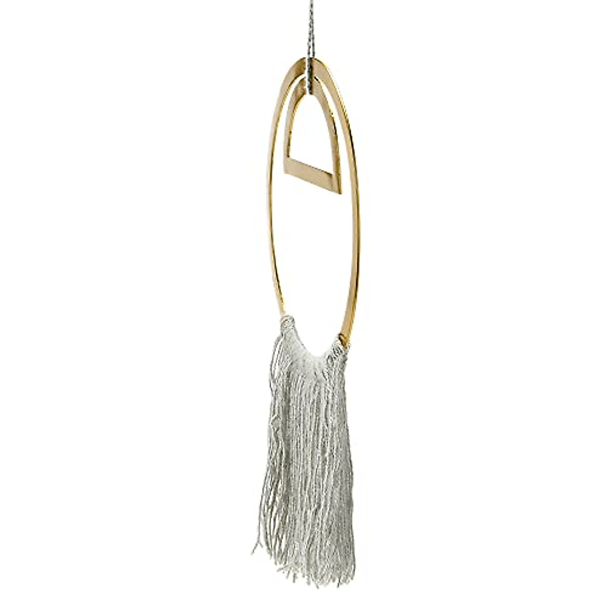 Main + Mesa Round Metal Wall Hanging with Tassel, Gold