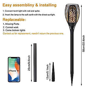 Permande Solar Flame Lights Outdoor, Flickering Torches Decorations for Patio Fire Effect Garden Lantern Auto On/Off Dust to Dawn Waterproof Lawn Decor Solar Powered Stick Light Security for Driveway