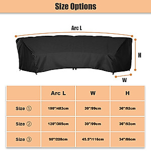 COOSOO Curved Sofa Cover Outdoor Patio Furniture Cover Couch Sectional Protector Waterproof Half Moon Sofa Set Cover with Windproof Elastic Cord for Garden Lawn Indoor All Weather Protection