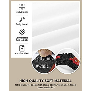 Seat Covers for Dining Room Chairs, Welcome Friend Red High Heels Black Retro Wood Grain Fitted Stretch Chair Seat Covers, Removable Washable Kitchen Dining Chair Slipcovers Protector Set