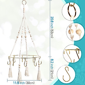 PROTITOUS 2pack Herb Drying Rack with 20pcs Golden Herb Dryer Hooks and 25PCS Brown Gift Tags and 32ft Natural Jute Twine herb Dryer,herb Dryer,Hanging Herb Dryer Rack(tassels style)