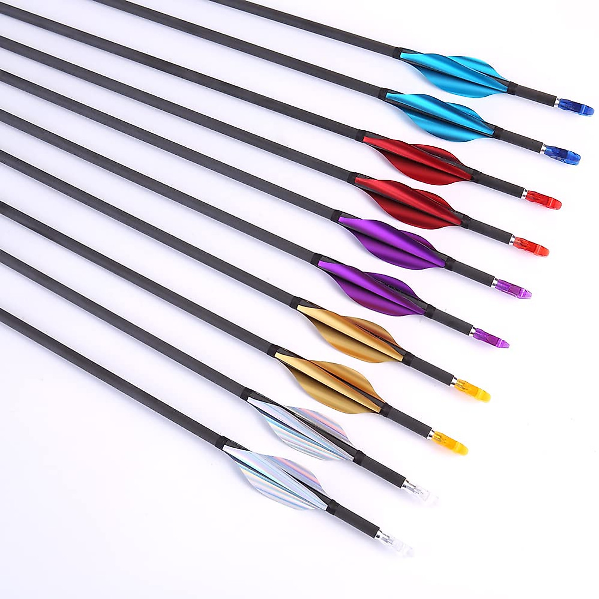 BICASTER Spin Vanes 2inch LH/RH Arrow Vanes Fletches - 50pcs (Right Handed, Colorful Silver)