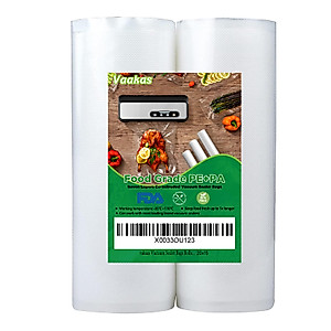Vaakas Vacuum Sealer Bags Rolls 8" x 50' 2 Rolls For Food Saver,Seal a Meal, Weston. Commercial Grade, BPA Free,Great for vac storage Bags, Meal Prep with sous vide