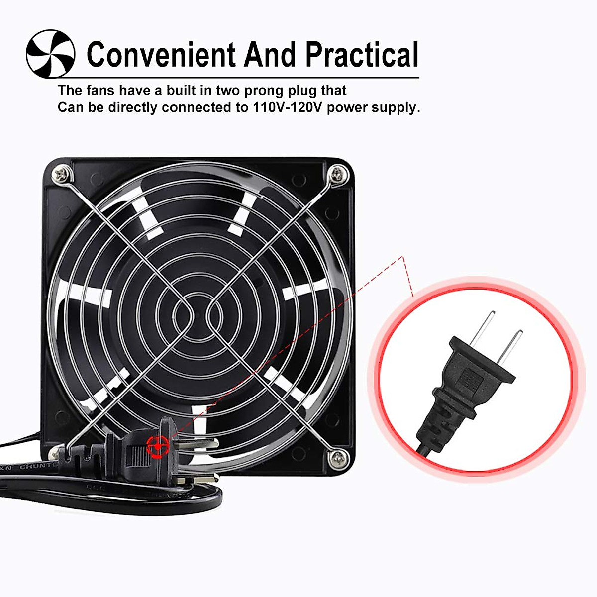Wathai AC 12038 120mm x 38mm 110V 120V Dual Ball Metal Cooling Axial Fan High Airflow