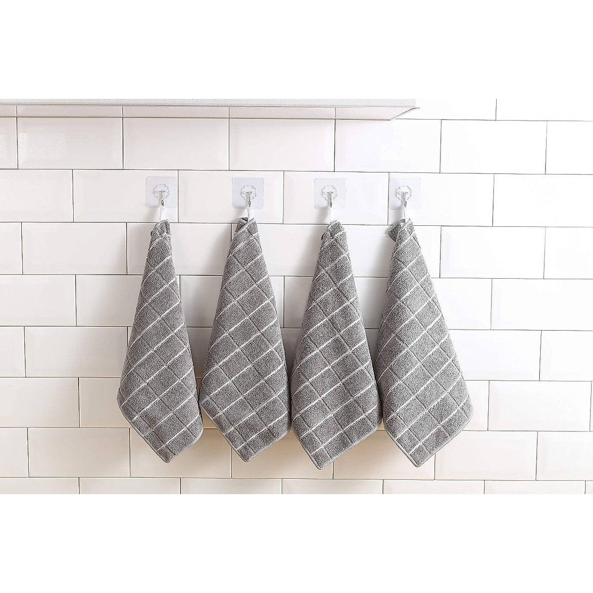 HYER KITCHEN Microfiber Kitchen Rags, Cleaning Cloth for Dishes, All-Purpose - Absorbent and Lint Free Household Dish Rags with Scrub Side, 6 Pack Size 12” X 12”