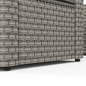 Outsunny 5 Piece Patio Furniture Set, All Weather PE Rattan Conversation Chair, and Ottoman Set with Coffee Table, Cushions & Pillows Included for Balcony, Porch, Deck, Pool, Lawn, Gray