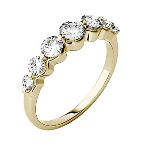 Charles & Colvard 14K Yellow Gold Moissanite 4mm Round Wedding Band-size 7.5 0.87cttw DEW