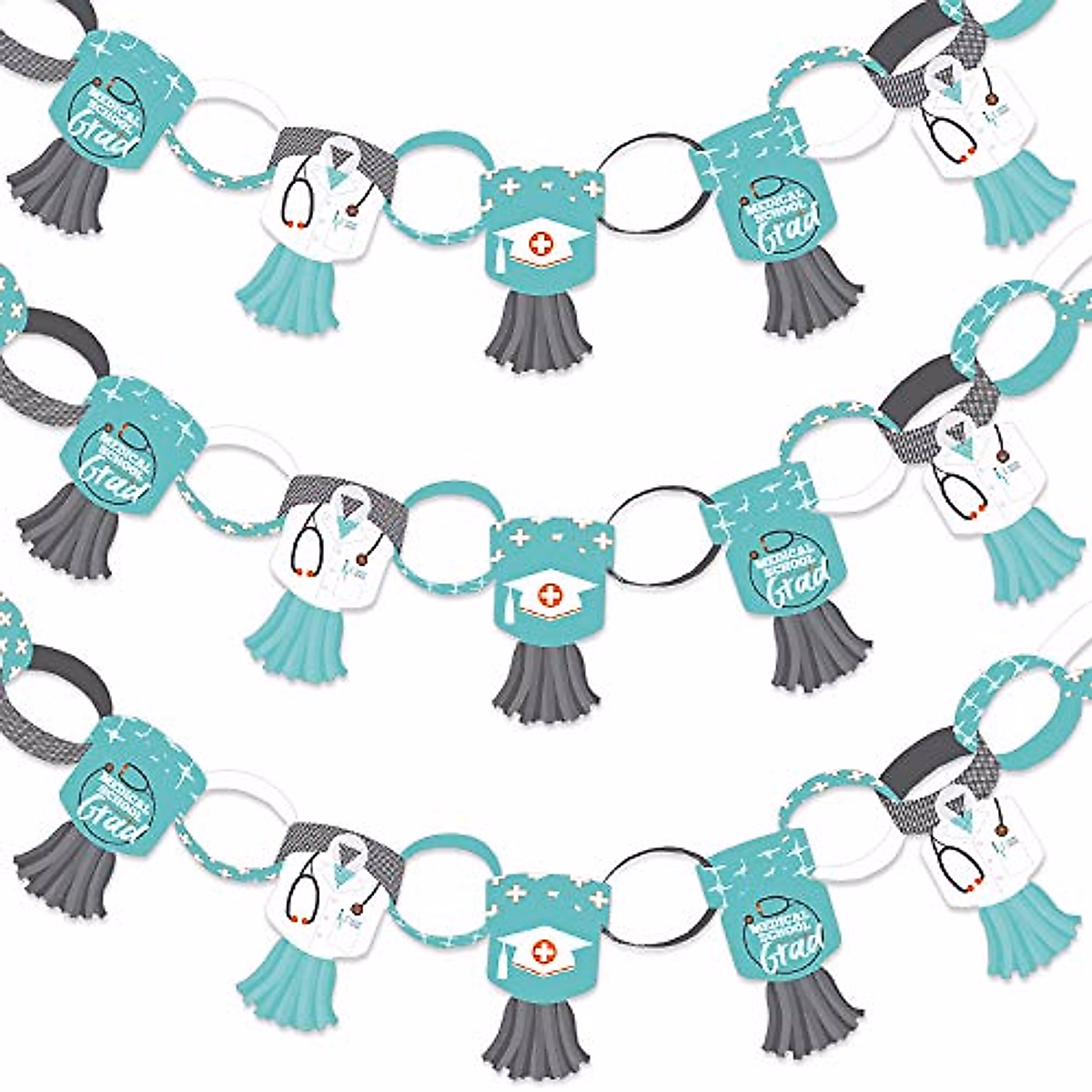 Big Dot of Happiness Medical School Grad - 90 Chain Links and 30 Paper Tassels Decoration Kit - Doctor Graduation Party Paper Chains Garland - 21 feet