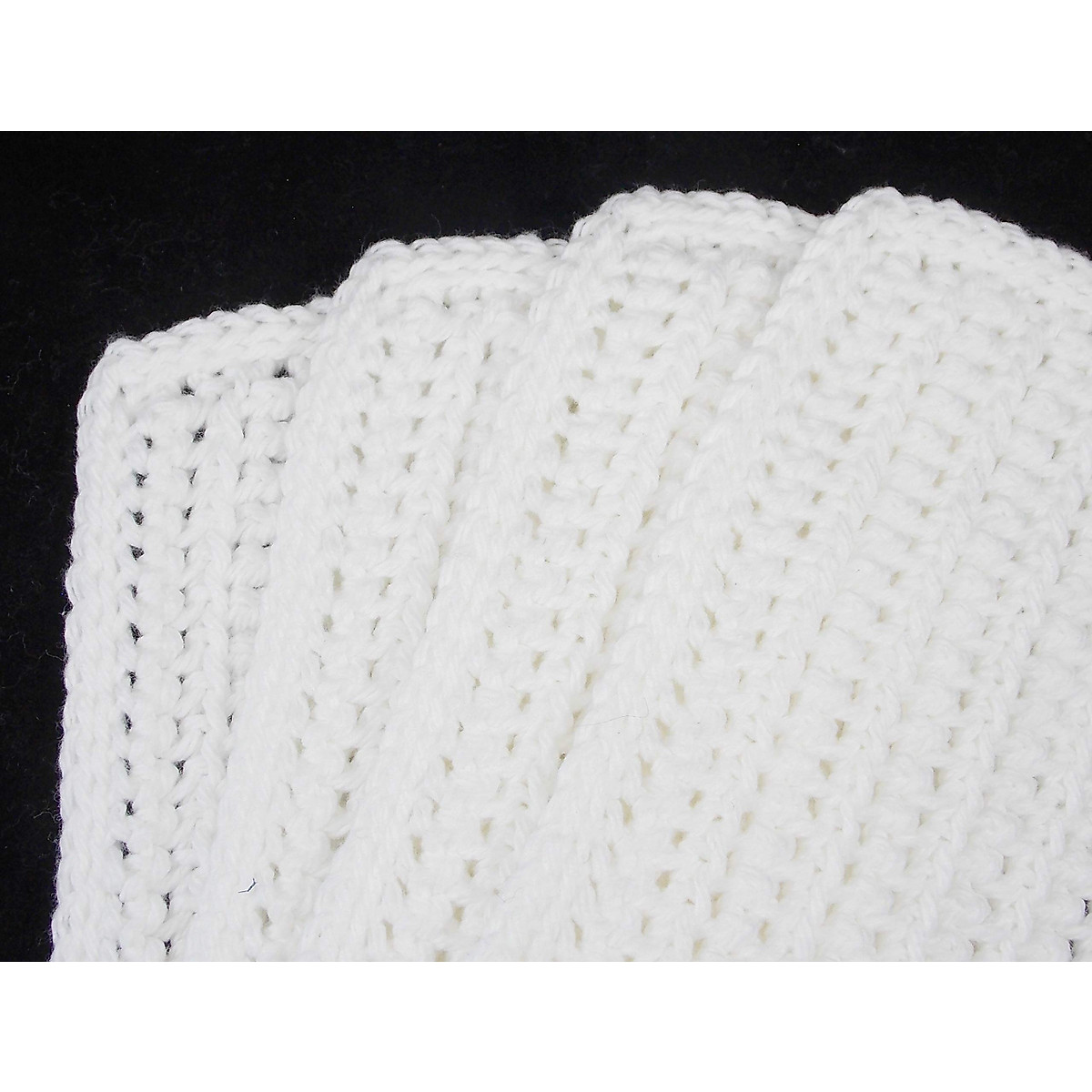 Set of 4 Handmade White 4 inch x 7 inch Rectangular Crochet Cotton Dishcloths