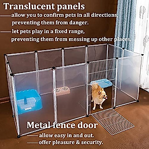 PINVNBY Pet Playpen 19.7 x 27.6 in Portable Small Animals Play Pen, Pet Fence Yard Fence DIY Transparent Plastic Enclosure for Guinea Pigs, Bunny, Hedgehogs, Kitten, Puppies (12 Panels)