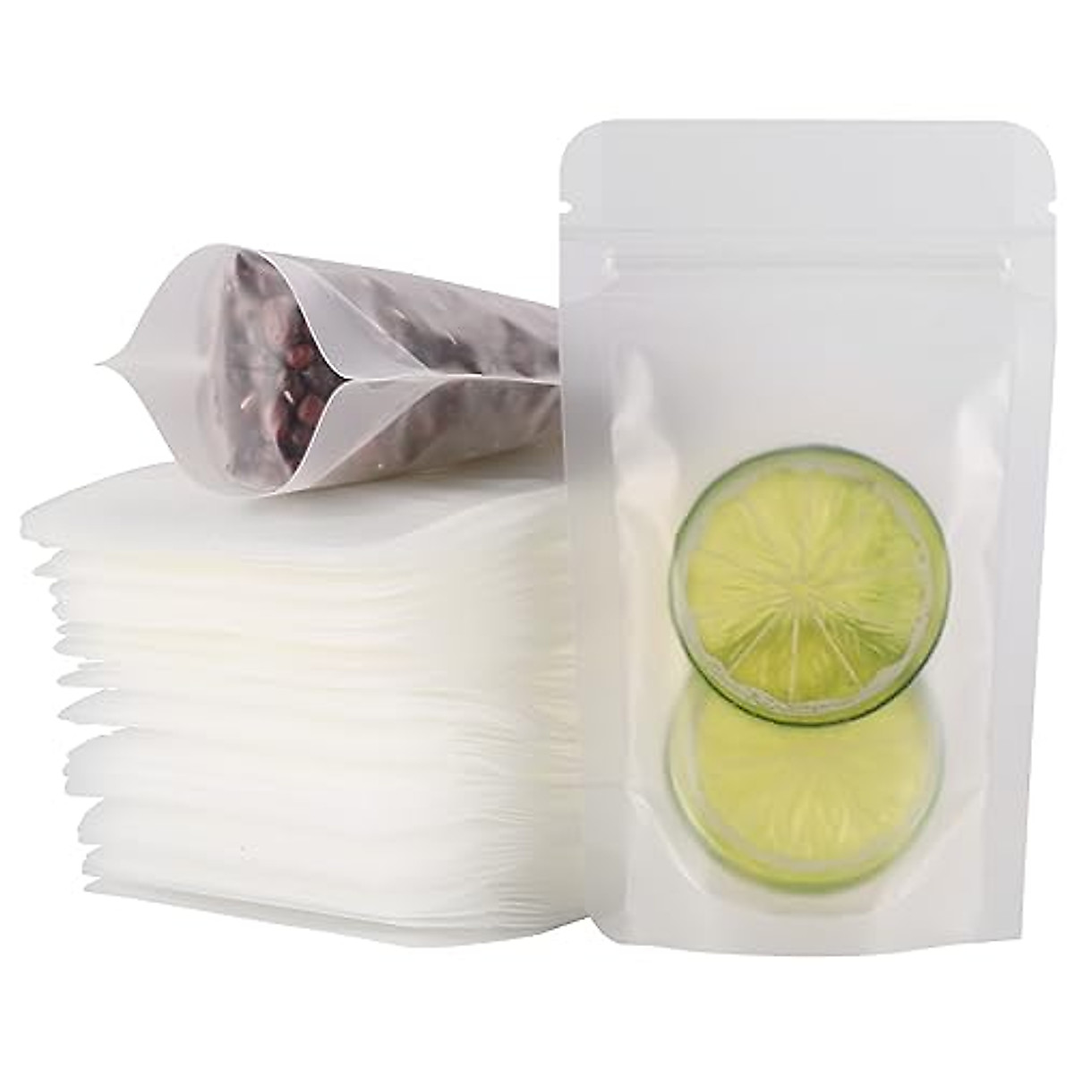 100Pcs Stand Up Pouches, Matte Resealable Bags, Heavy Plastic Ziplock Coffee Bag, Food Snacks Treats Bag, 3.5 x 5.5 inch