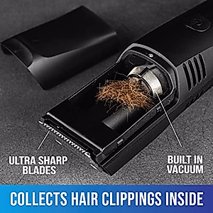 Bell+Howell Vacutrim Professional Vacuum Hair Trimmer with Powerful Suction Rechargeable Shaver for Mens Beard Mustache Sideburn Ultra Sharp Stainless Blade Cordless Hair Clipper As Seen On TV