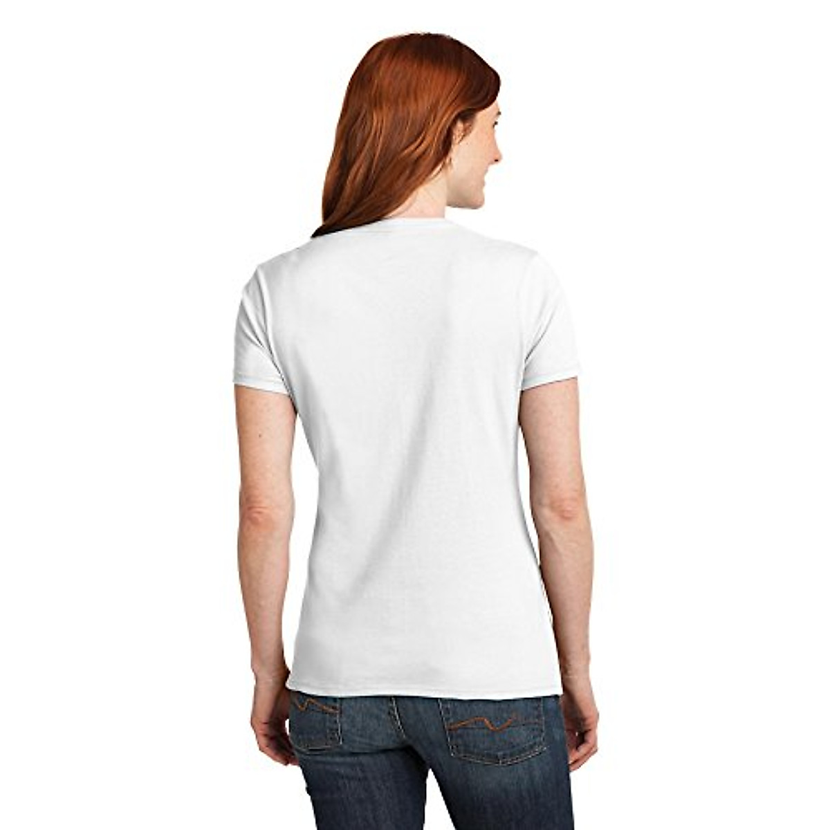 Hanes Womens 4.5 Oz., 100% Ringspun Cotton Nano-T V-Neck T-Shirt (S04V)- White,Large