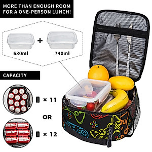 Mrublnel Video Game Controller Insulated Lunch Box Portable Lunch Bag with Detachable Handle,Reusable Lunchbox for Boys Girls Adult (Mrlunchbag-2302)