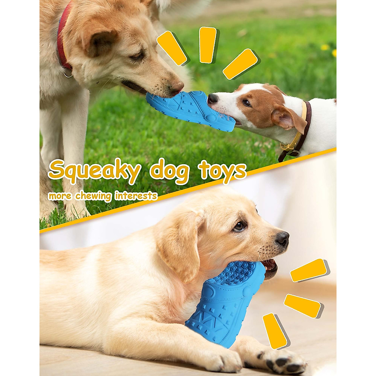 Yiran Dog Chew Toys Interactive Dog Toys- Durable Squeaky Tough Dog Toy for Teeth Cleaning,Milk Flavored Latex Dog Toys for Small/Medium Breeds,Boredom Chase Training and Sport