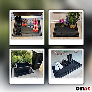 OMAC Under The Sink Mat, Trimmable, 34.6 x 22.4 inch, Waterproof, Cabinet Liner Protector for Kitchen and Bathroom, Undersink Tray, Rubber, Black