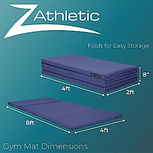 Z Athletic Folding Mat for Gymnastics and Tumbling, 4 Ft x 8 Ft x 2 In Blue
