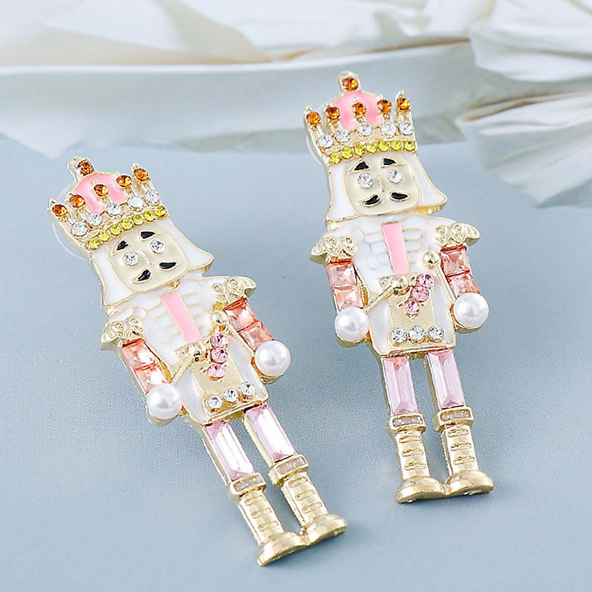 PASOLABE Christmas Earrings Nutcracker Stud Earrings Christmas Pierced Earrings for Women Girls Holiday Earrings Nutcracker Jewelry Christmas Stud Earrings for Christmas Gifts