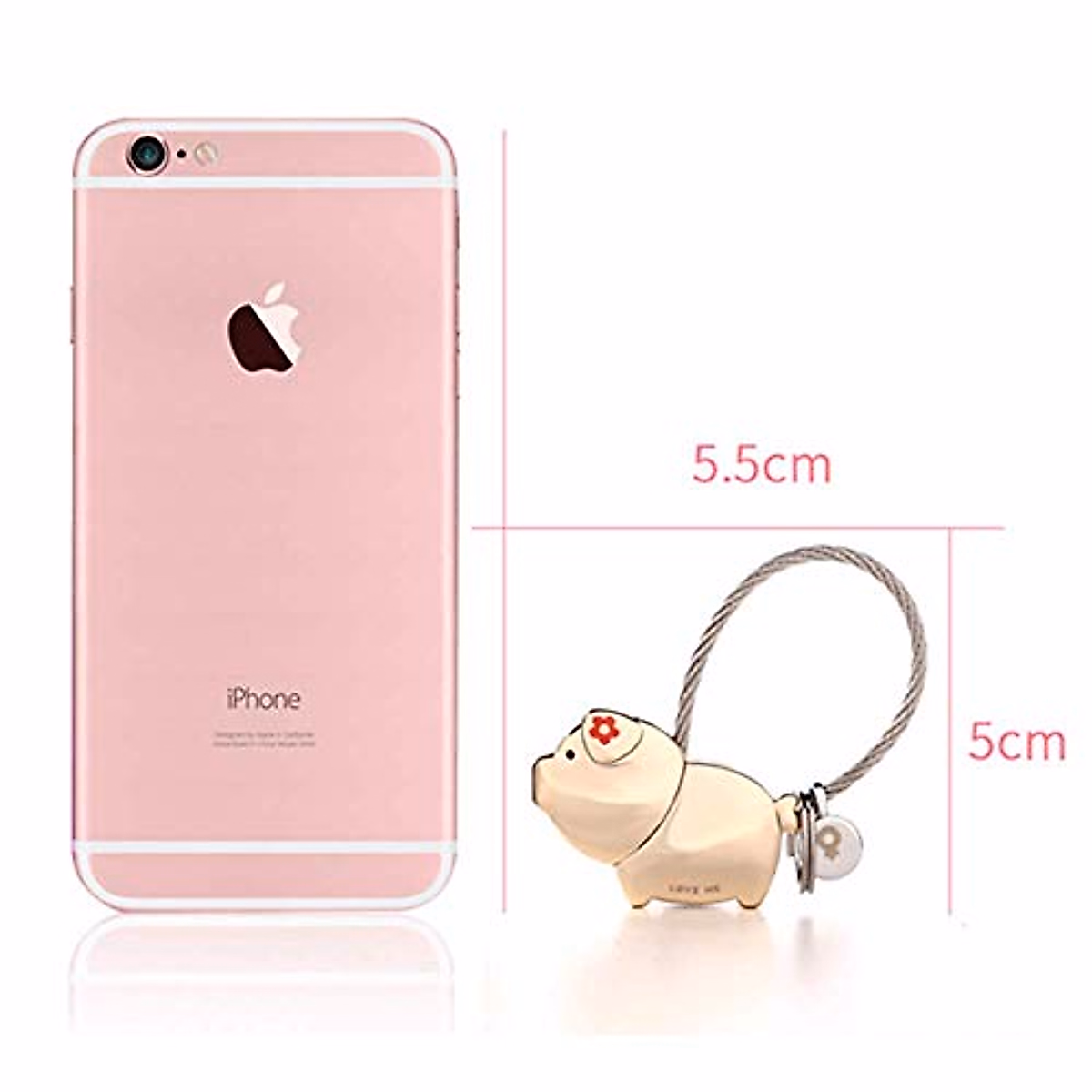 MILESI Custom Personalized Kiss Pig Couple Keychain with Magnetic Cute Couple Gift Valentine's Present(silver-lightgold)