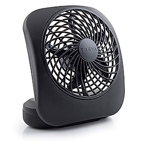Treva 5-Inch Portable Desktop Battery Powered Fan, 2 Cooling Speeds with Compact Folding & Tilt Design (Black)
