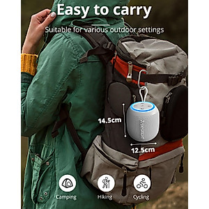 Tronsmart T7 Mini Compact Portable Bluetooth Speaker with Lights, Stereo Sound, Bluetooth 5.3, 18H Playtime, Stereo Pairing, Voice Assistant, IPX7 Waterproof Shower Speaker & Outdoor Speakers (Grey)