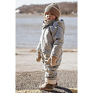 7AM Winter Jumpsuit with Gloves - Zipper Down Hooded Baby Jumpsuit, Unisex Cotton Lined Infant Snowsuit, Water Repellent Winter Baby Fleece Jumpsuit with Gloves, Baby Hooded Winter Romper | (5-7Y)