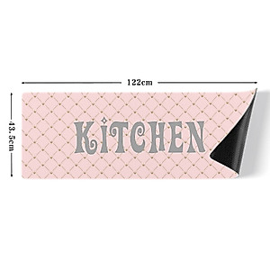 BEYODD Pink Personalized Kitchen Mat and Rug, Custom Floor Mat Anti-Slip Rugs for Kitchen, Floor Home, Office, Sink, Laundry, 48x17 inches
