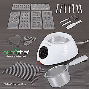 NutriChef Chocolate Melting Warming Fondue Set - 25W Electric Choco Melt / Warmer Machine w/ Keep Warm Dipping function & Removable Pot, Melts Chocolate, Candy, Butter, Cheese- PKFNMK14,White