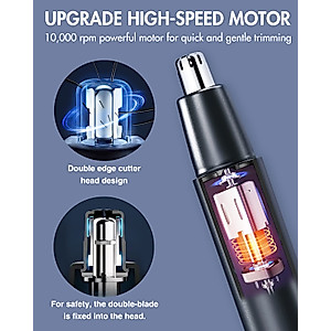 PRITECH Nose Hair Trimmer for Men & Women, Rechargeable, Portable, Washable, Dual-Edge Blades, 245 Days of Use