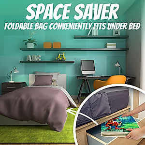 Toy To Enjoy Kids Toy Box - Large Stuffed Animal Storage, Collapsible Toy Chest Bin, Durable Fabric Toy Box for Boys & Girls - Storage Basket with Lid & Removable Inserts, 38x13x15 Inches (Dinosaur)