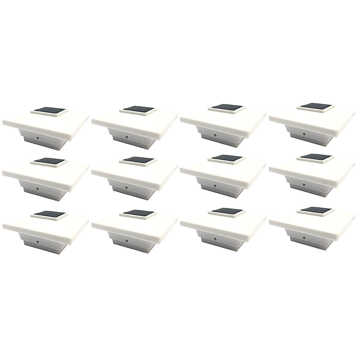 RELIGHTABLE Solar (12-Pack) Low Profile Black/White Will Fit 3.5"X3.5" and 4"x4" Post Deck Cap Fence LED Light (White)