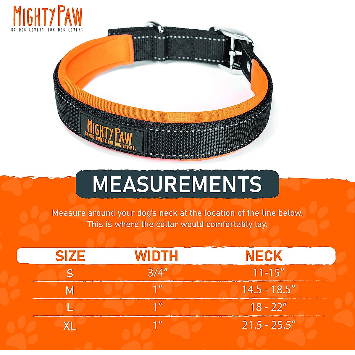Mighty Paw Ultra Soft Dog Collar - Ultimate Comfort with Soft Neoprene Padding - All-Metal Adjustable Buckle for Large & Small Dogs - Mighty Strong for Long Lasting Durability - Fun in All Climates