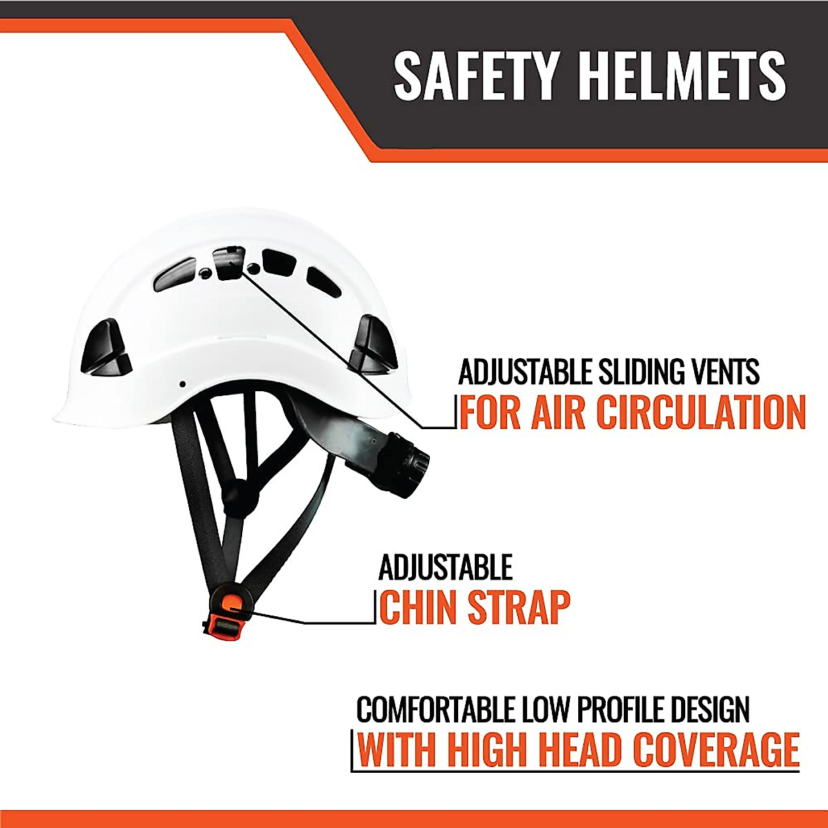 Malta Dynamics Fall Protection Safety Helmet for Construction, with Air Vents and Adjustable Head Band, Lightweight Work Helmet for Safety and Protection