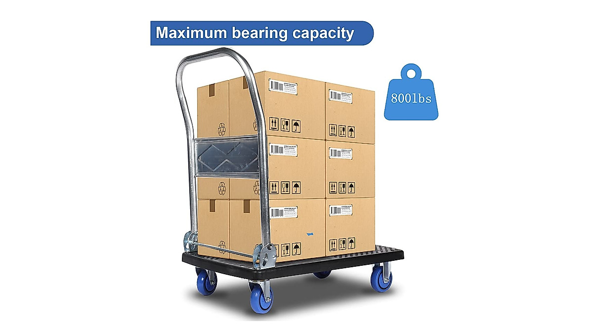 Versatile 800lb Push Cart Dolly - Foldable Hand Truck
